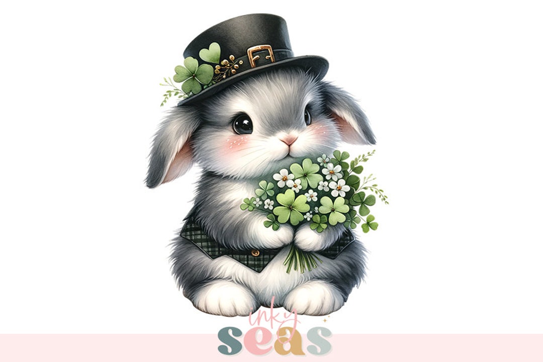 St. Patrick's Day Clipart, Cute Bunny Digital PNG, High Quality Rabbit ...
