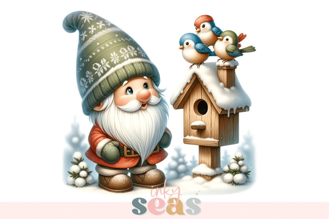 Cute Winter Gnome Clipart, Watercolor Gnome Clipart, Christmas Gnome ...