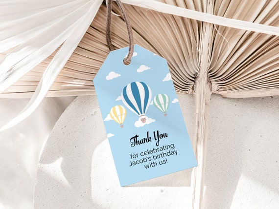 EDITABLE Hot Air Balloon Tag For Birthday or Baby Shower - Instant ...