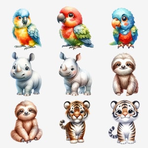 Safari Animal Clipart Pack, Cute Jungle Creatures PNG, Digital Download ...