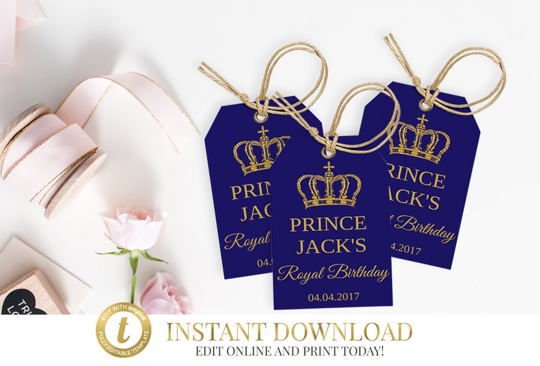 Royal Prince Favor Tags Prince Thank You Tags Prince Baby | Etsy