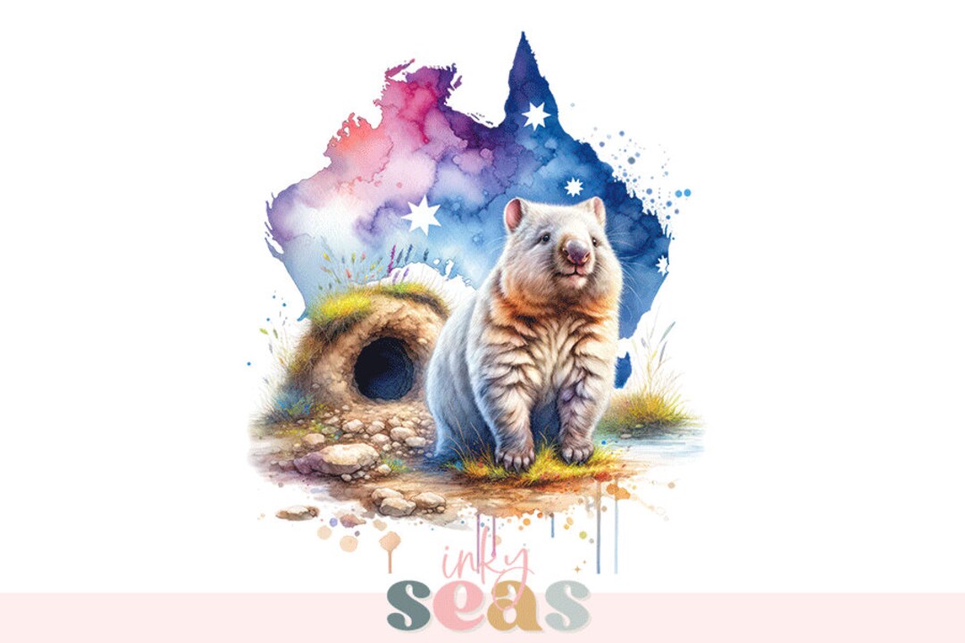 Watercolor Wombat Art, Instant Download, Australian Animal Painting ...