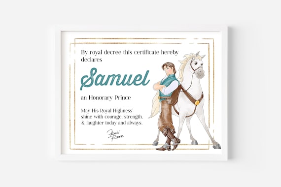 Prince Certificate, Editable Rapunzel Printable Honorary Prince ...
