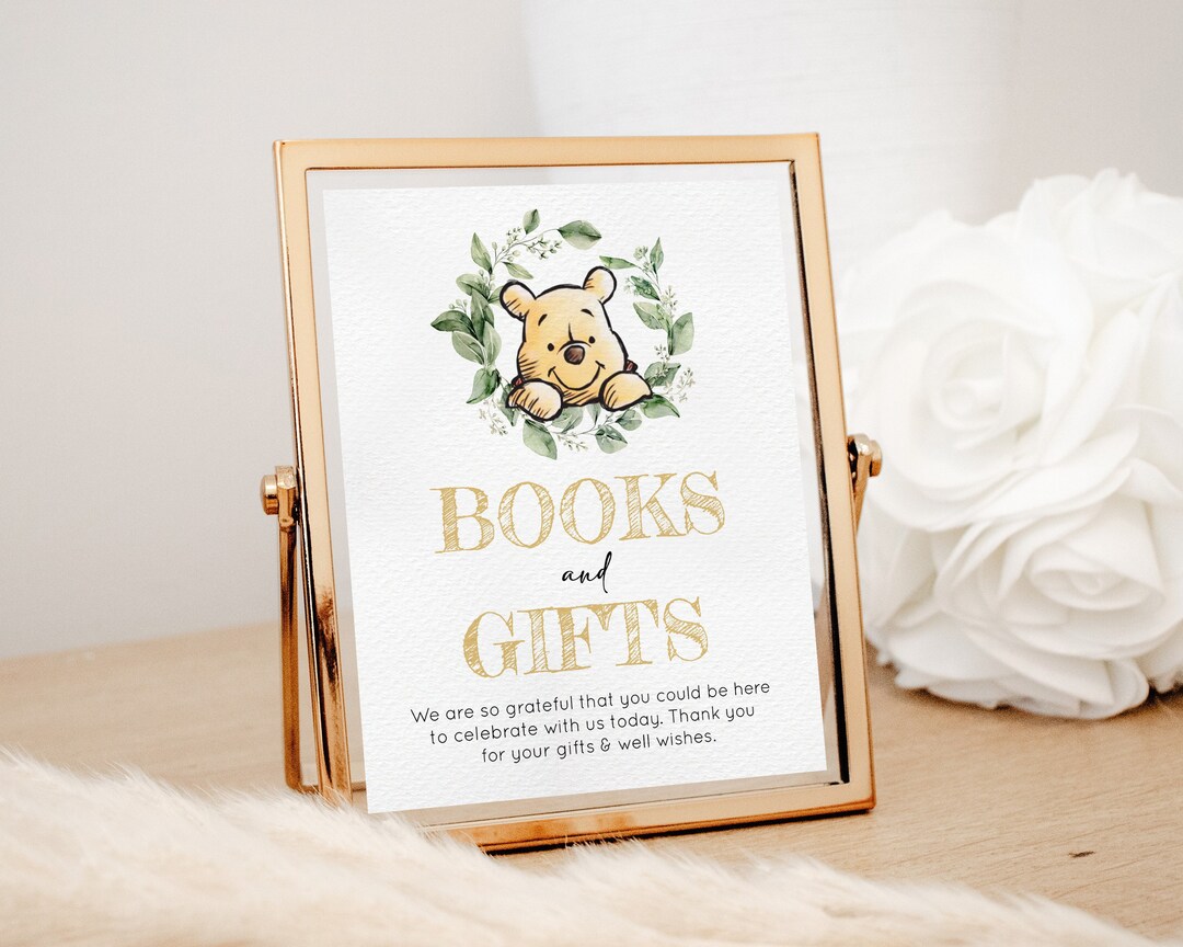 Greenery Winnie the Pooh Gift Table Sign Printable Books and - Etsy