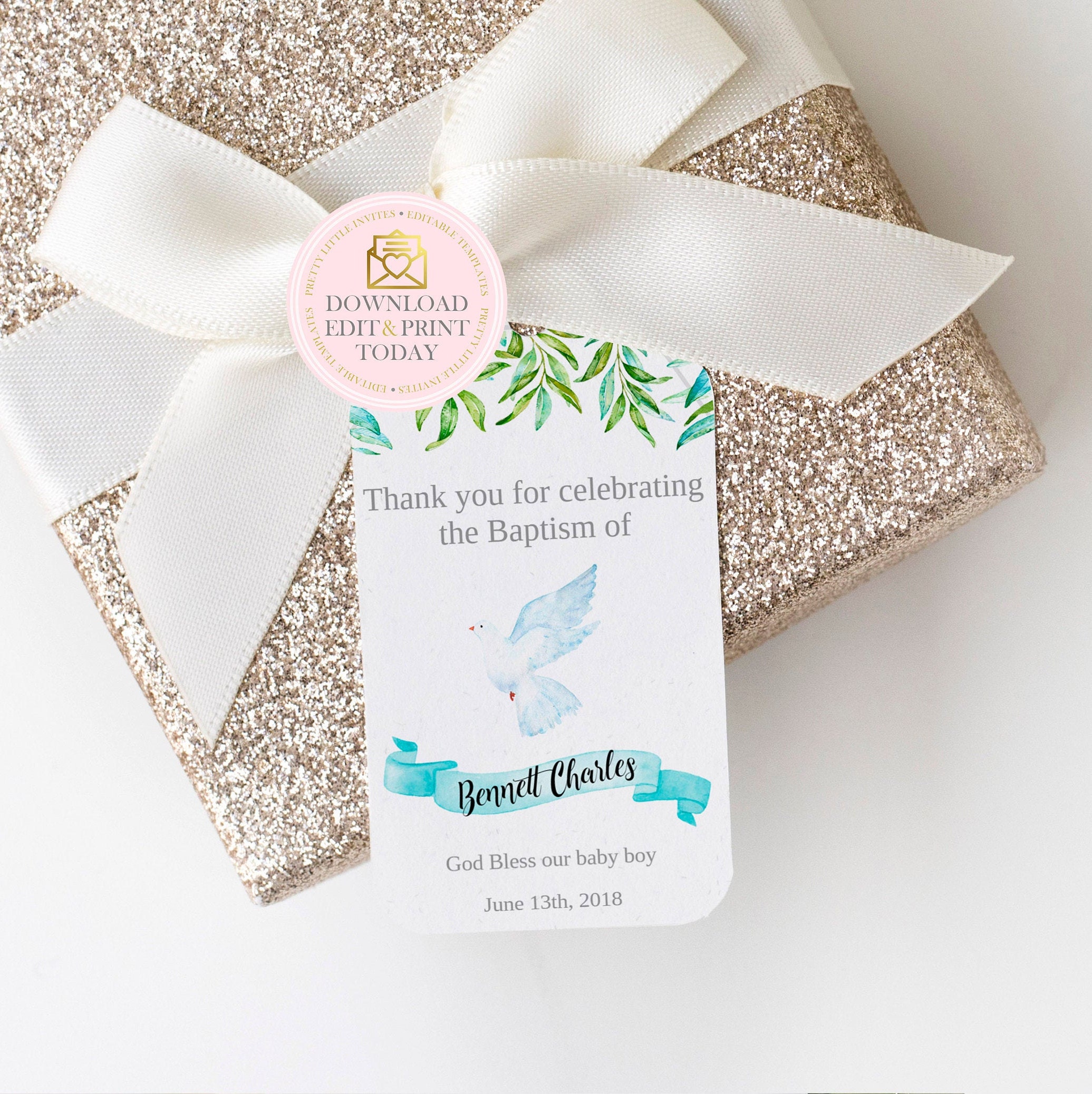 Paper Baptism Favour Templett Thanks Card Baptism Thank You Card ...