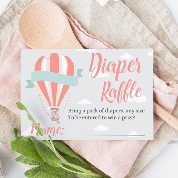 Hot Air Balloon Baby Shower Diaper Raffle Insert, Diaper Raffle Ticket ...
