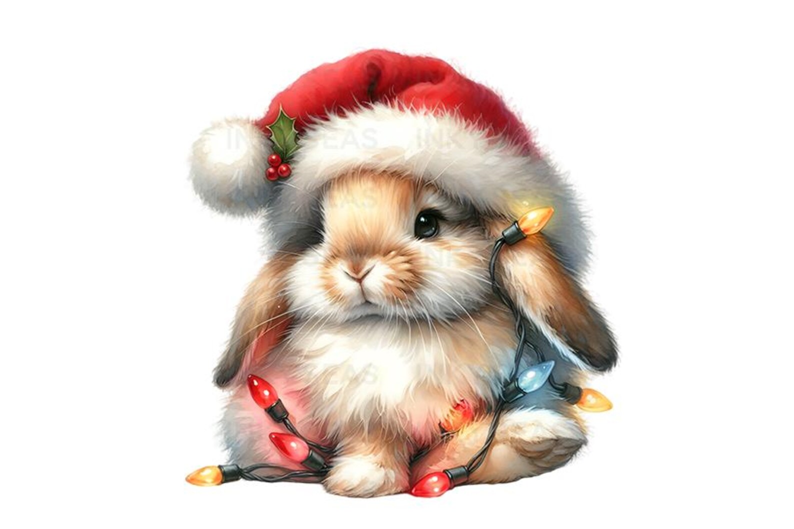 Christmas Bunny Clipart PNG Bundle, Assorted Holiday Designs (digital ...