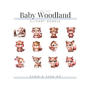 Baby Woodland Animals Clipart Bundle, Woodland Creatures Digital Art ...