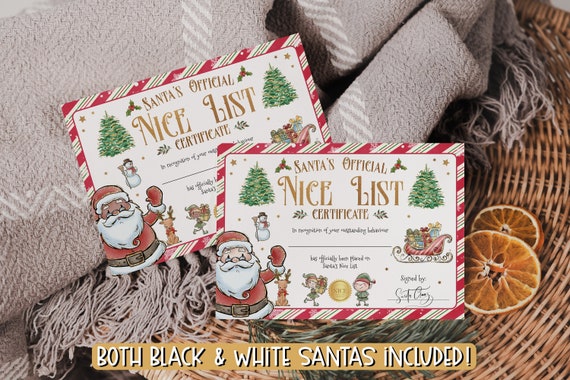 Editable Nice List Certificate, Boy or Girl Printable Santa's Official ...
