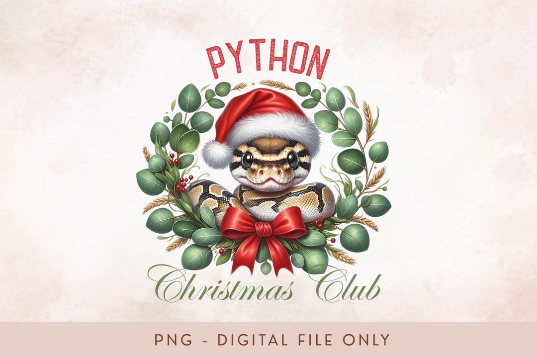 Python Christmas Club PNG, Snake Sublimation PNG, Cute Watercolor ...