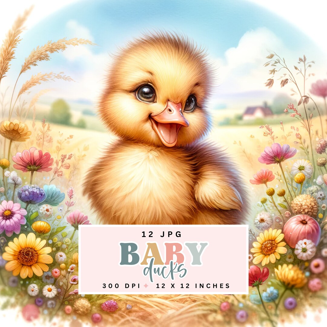 Adorable Baby Duck Clipart JPEG, Perfect for Scrapbooking, Paper ...