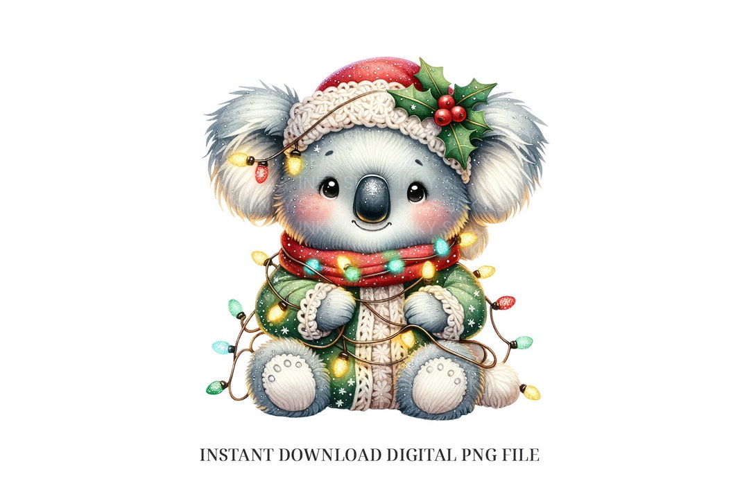 Christmas Koala Clipart Australian Christmas Clipart Aussie - Etsy