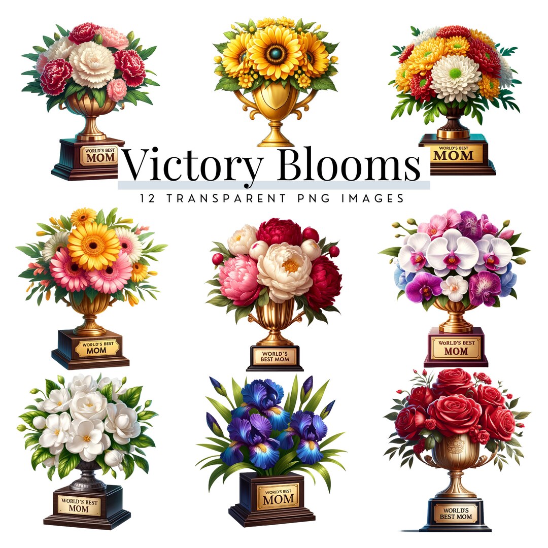 Floral World's Best Mom Clipart Collection, Digital PNG Files, Mother's ...