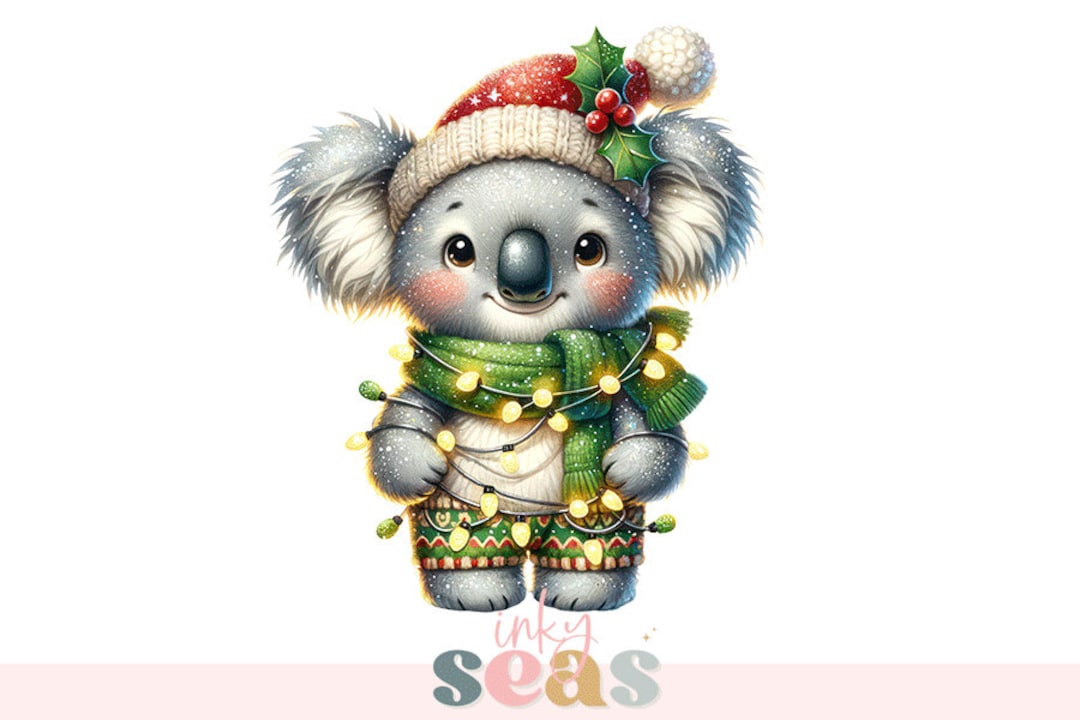 Christmas Koala Clipart, Australian Christmas Clipart, Cute Christmas ...