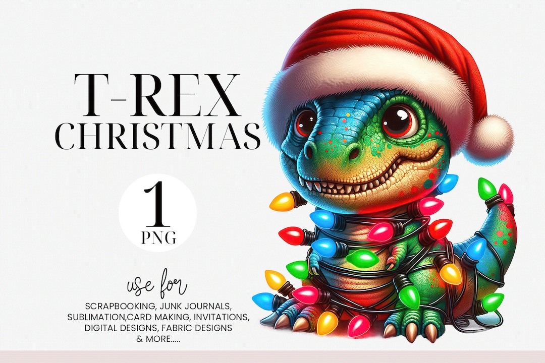 Trex Christmas PNG Christmas Dinosaur Merry Christmas Dino - Etsy