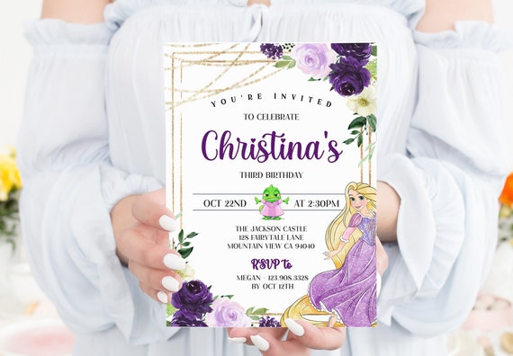 Rapunzel Invitation, Princess Birthday Invite Editable Template ...