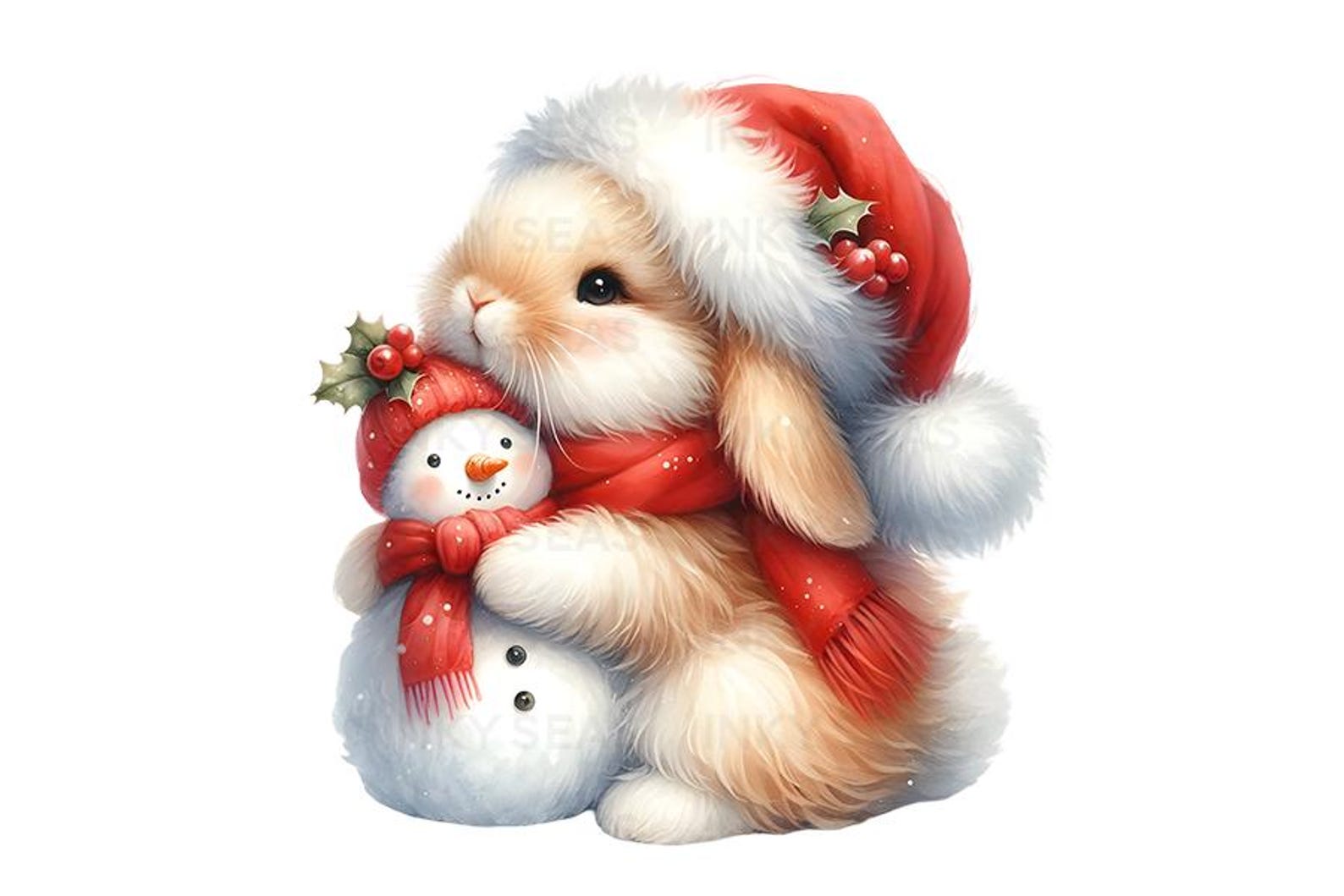Christmas Bunny Clipart PNG Bundle, Assorted Holiday Designs (digital ...
