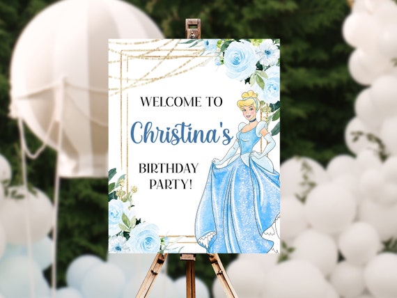 Cinderella Welcome Sign, Princess Frozen Printable Sign, Editable ...