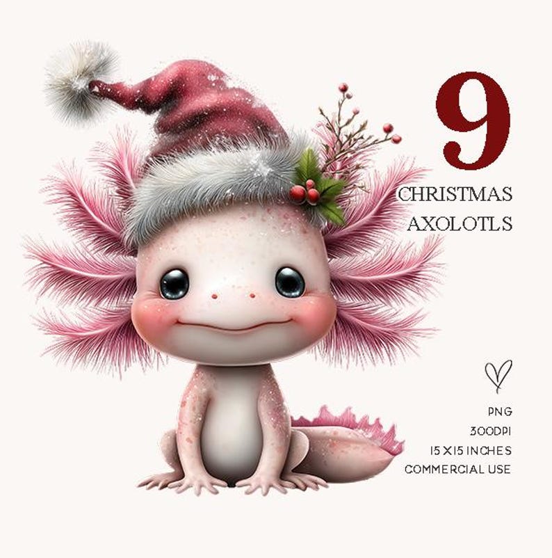 Christmas Axolotl Clipart Set PNG Bundle - Etsy