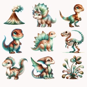 Cute Dinosaur Clipart Set, Digital Download, Kids Illustration Pack ...