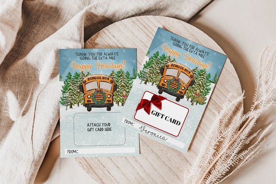 Editable Bus Driver Gift Card Holder, Printable School Bus Aide Gift ...