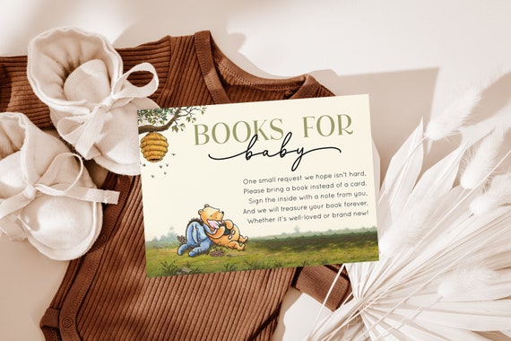 Winnie the Pooh Baby Shower, Bring a Book, Bring a Book Card, Bring a ...