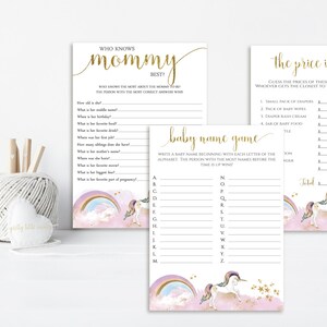 Unicorn Baby Shower Game Bundle Printable Games Baby Shower - Etsy ...