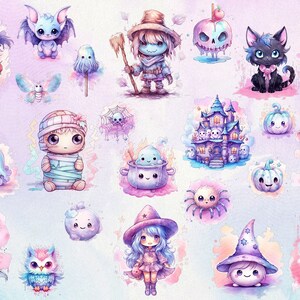 Kawaii Halloween Pastel Clip Art Bundle, Cute Halloween Printable Pngs ...