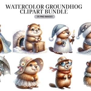 Watercolor Groundhog Clipart, Cute Marmot Illustrations, Spring Planner ...