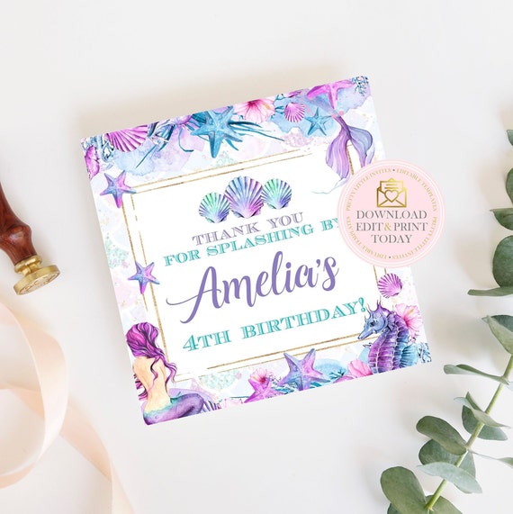 Little Mermaid Party Favor Tag For A Mermaid 1st Birthday, Mermaid ...