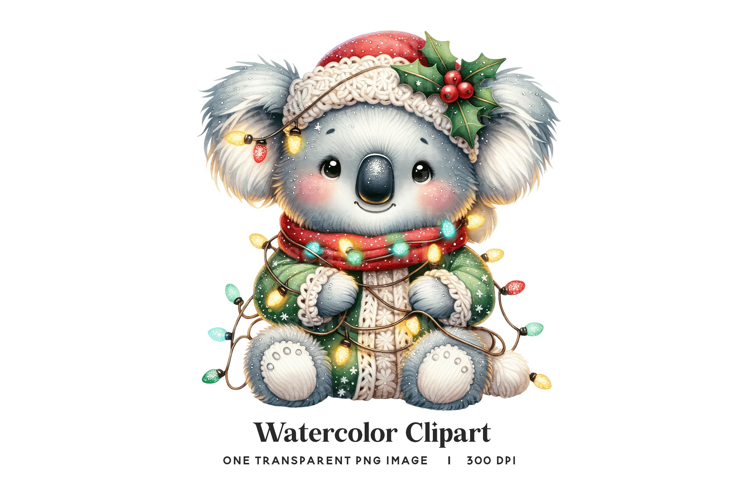 Christmas Koala Clipart: Aussie Animal PNG With Santa Hat (digital ...