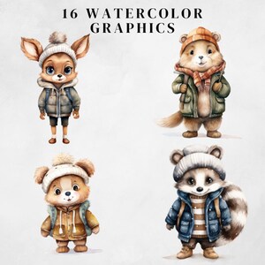 Woodland Baby Animals Clipart, Cute Watercolor Woodland Animal ...
