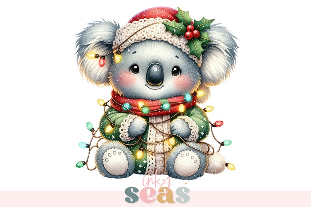Christmas Koala Clipart, Australian Christmas Clipart, Aussie Christmas ...