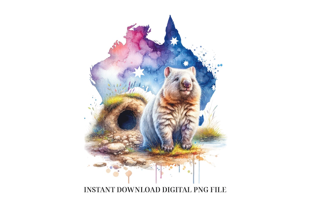 Watercolor Wombat Art, Instant Download, Australian Animal Painting ...