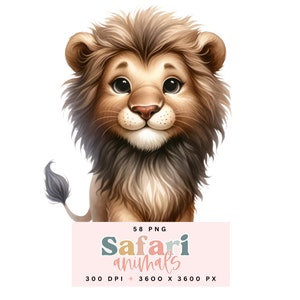 Safari Animal Clipart Pack, Cute Jungle Creatures PNG, Digital Download ...
