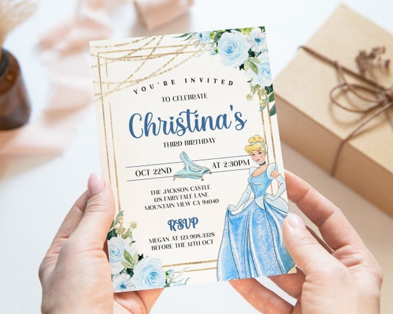 Cinderella Invitation, Princess Birthday Invite Editable Template ...