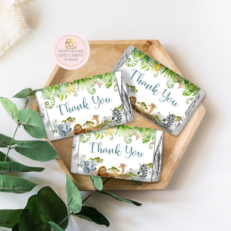 Safari Party Mini Chocolate Wrappers Safari Baby Shower Candy | Etsy