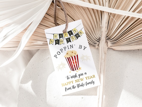 Printable Gift Tags, DIY Editable Thanks For Poppin' By Favor Tag ...