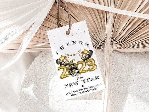 Cheers To The New Year Gift Tag, Cute NYE Gnome Pickup Truck 2023 Tag ...