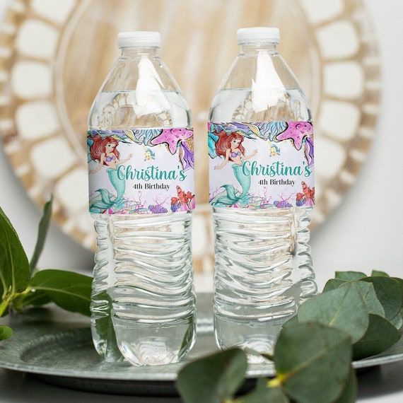 Ariel Water Bottle Label Template, Little Mermaid Birthday Party ...
