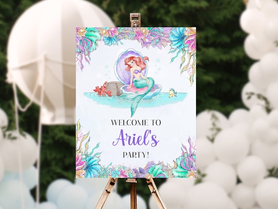 Mermaid Welcome Sign, Under The Sea Princess Printable Sign, Editable ...
