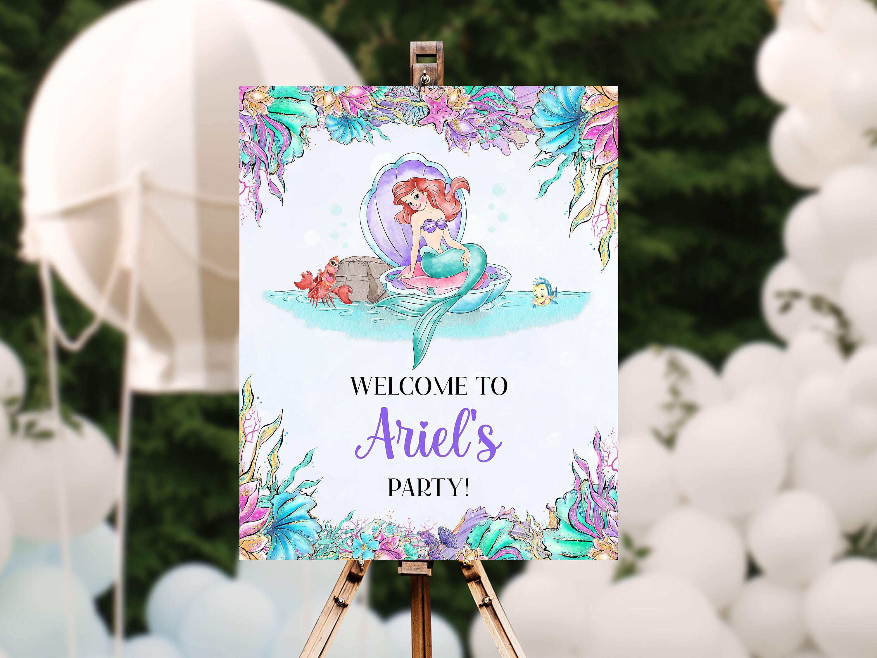 Mermaid Welcome Sign Under the Sea Princess Printable Sign - Etsy