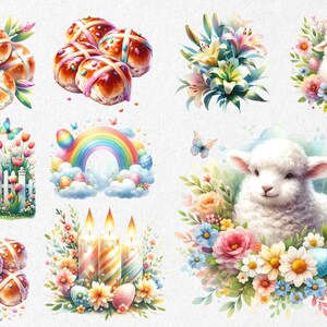 Easter Bunny Basket Clipart, Watercolor Easter Clipart Bundle, Easter ...