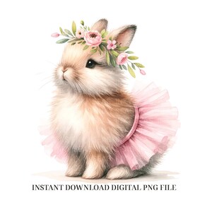 Bunny Ballerina Watercolor Clipart, Ballet Rabbit PNG, Tutu Art, Cute ...