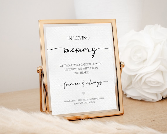 In Loving Memory Printable Wedding Sign Remembrance Editable Template