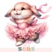 Bunny Ballerina Watercolor Clipart, Nursery Ballet Rabbit PNG, Tutu Art ...