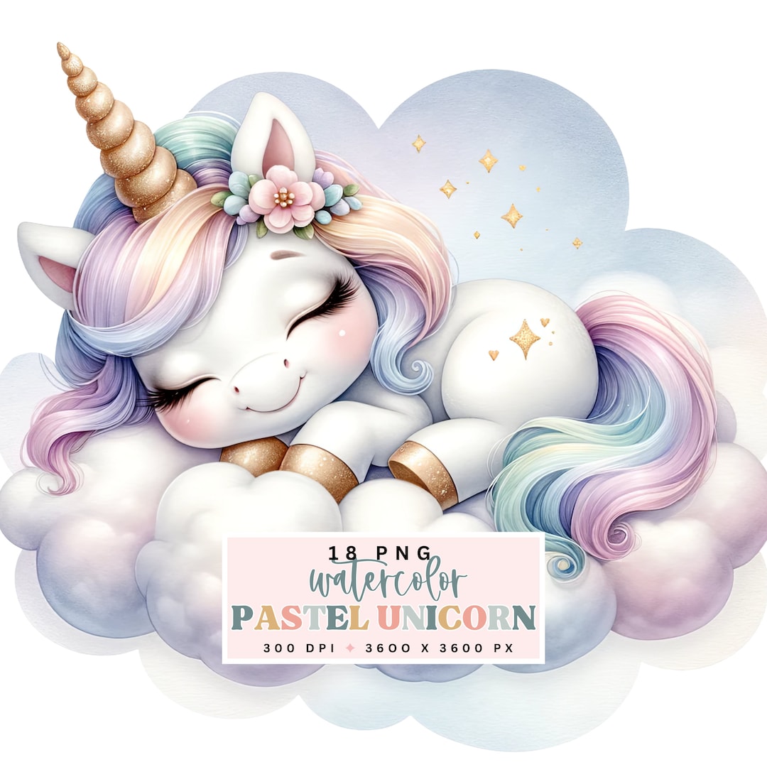 Pastel Unicorn Clipart, Watercolor Magical Creature, Cute Fantasy ...