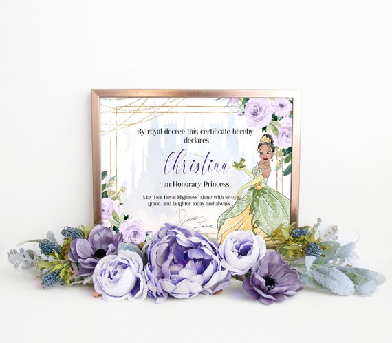 Princess Certificate, Editable Princess & The Frog Printable Honorary ...