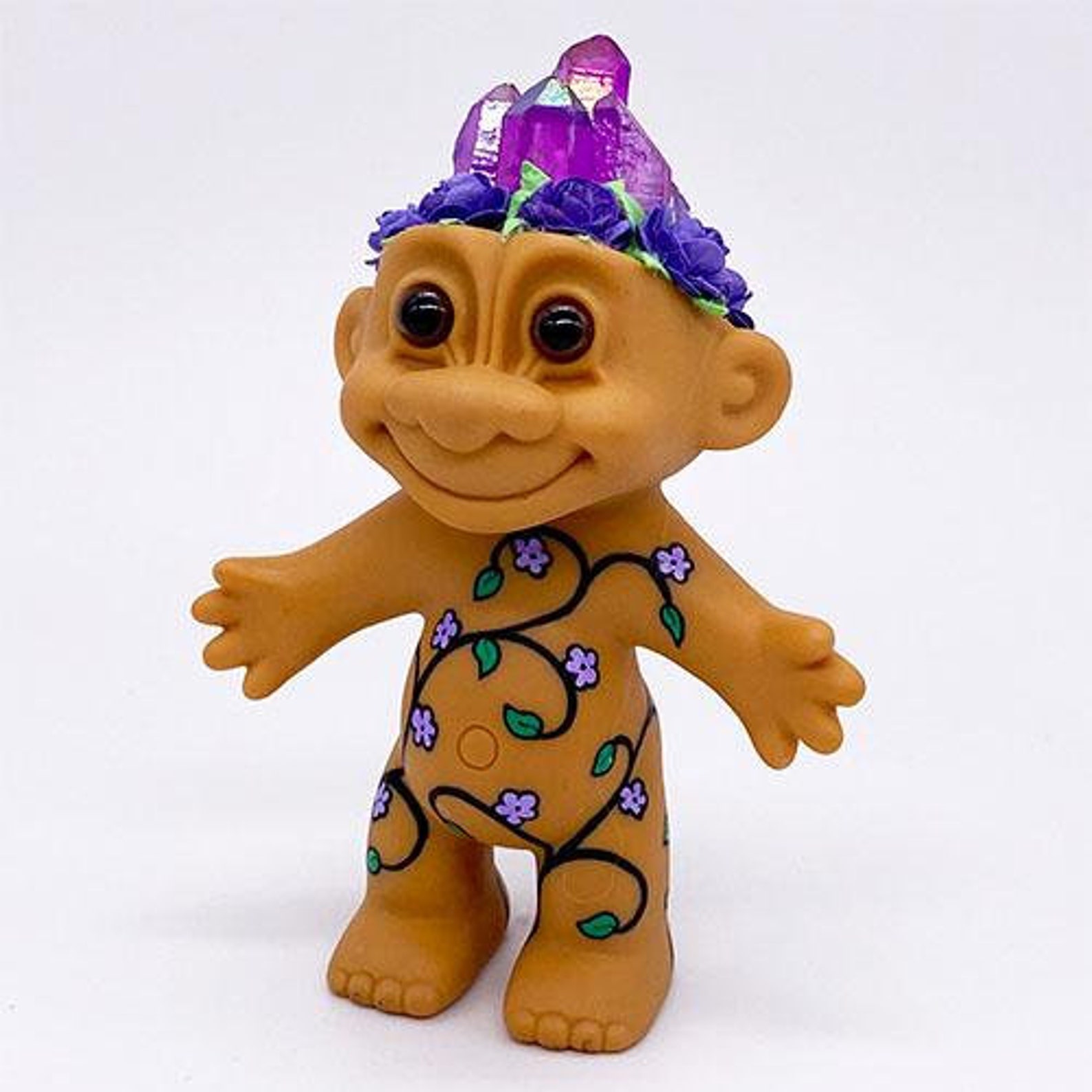 OOAK Crystal Troll Doll: Purple Aura, Hand-painted, 5" - Etsy