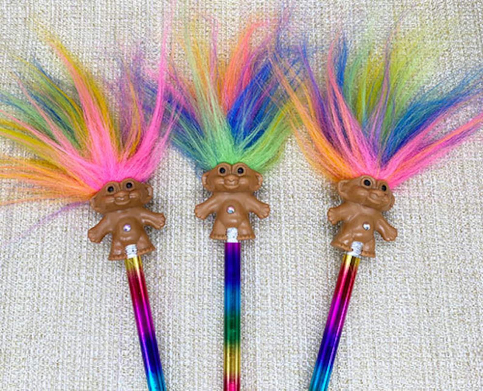 Troll Doll Pencil Topper Rainbow Troll Pencil Troll Pencil | Etsy
